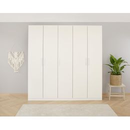 Drehtürenschrank Rauch "Kleiderschrank Schrank Garderobe KOLUNA mit Dekor-Front" Schränke Gr. B/H/T: 226 cm x 229 cm x 54 cm, 5 St., weiß (alpinweiß) inkl. 2 Innenschubladen sowie extra Einlegeböden MADE IN GERMANY