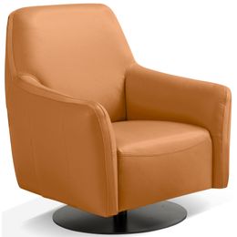 Sessel Egoitaliano "Felicity Drehsessel mit Wippfunktion, kompakt und bequem, Loungesessel", orange, B:77cm H:88cm T:85cm, Leder &raquo;BULL&laquo; (echtes Rindsleder). Geschliffenes, pigmentiertes und behandeltes Rindsleder mit einer Dicke von 1, 3-1, 5 mm. Dieses Leder zeigt eine ziemlich weiche Hand mit einem halb undurchsichtigen Aussehen. Es handelt sich um ein gesch&uuml;tztes Leder. Eine leichte Deckschicht