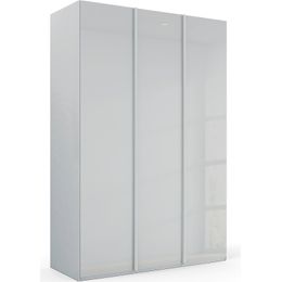 Drehtürenschrank Rauch "Skat Meridian" Schränke Gr. B/H/T: 151 cm x 235 cm x 63 cm, 3 St., grau (seidengrau, glas seidengrau) Glasfront, inkl. Innenspiegel und 4 Innenschubladen