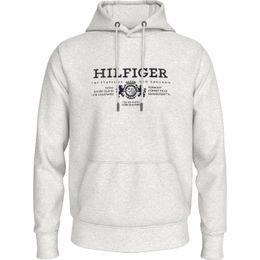 Hoodie Tommy Hilfiger "HILFIGER CREST EMRBO HOODY" Gr. L, heathered pebble Herren Sweatshirts