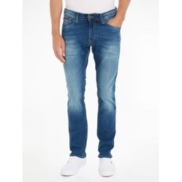 Slim-fit-Jeans Tommy Jeans "SLIM SCANTON" Gr. 31, Länge 34, blau (wilson mid blue stretch) Herren Jeans