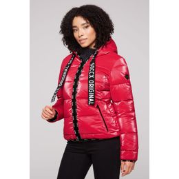 Steppjacke SOCCX Gr. XXL, rot (clear rot), Damen, Material Oberstoff: 100% Polyester, Material Beschichtung: 100% Polyurethan, Futter: 100% Polyamid, Füllung: 100% Polyester, glänzend, Jacken, mit elastischem Saumabschluss