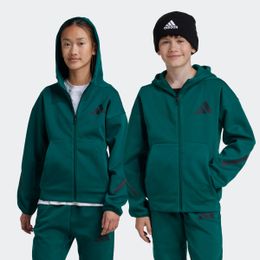 Kapuzensweatshirt adidas Sportswear "J Z.N.E.FZ" Gr. 176, grün (collegiate green, black) Kinder Sweatshirts