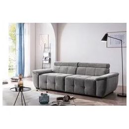 Big-Sofa exxpo - SOFA FASHION "exxpo MAVERICK, weicher Bezugstoff, hoher Sitzkomfort" Sofas Gr. B/H/T: 240cm x 80cm x 107cm, Struktur weich, grau (dunkelgrau) inkl. verstellbare Kopfstützen, aufwendige Detailverarbeitung