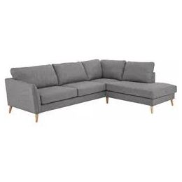 Ecksofa Home Affaire "MARSEILLE 278/202 cm, L-Form, Ottom. rechts/links" Sofas Gr. B/H/T: 278cm x 88cm x 202cm, Struktur fein, Ottomane rechts, weiß (silber) mit Massivholzbeinen aus Eiche, verschiedene Bezüge und Farbvarianten