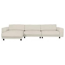 Ecksofa furninova "Samba schön bequem und hochwertig verarbeitet" Sofas Gr. B/H/T: 353 cm x 74 cm x 163 cm, Struktur, Recamiere links, ohne Bettfunktion, weiß (snow) mit toller Kedernaht, im skandinavischen Design, L-Form