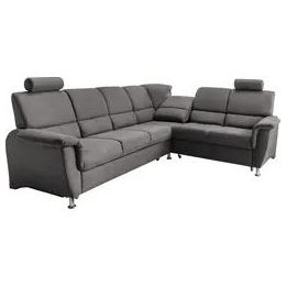 Ecksofa Home Affaire "Pisa L-Form" Sofas Gr. B/H/T: 271 cm x 95 cm x 224 cm, Struktur, Bettfunktion links, grau (anthrazit) mit Bettfunktion und Bettkasten