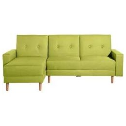 Ecksofa Max Winzer "Just Chill" Sofas Gr. B/H/T: 230cm x 93cm x 152cm, Strukturgewebe 16523, Recamiere beidseitig montierbar, grün (apfel) Schlafsofa mit Recamiere, Rückenverstellung, inklusive Stauraumhocker