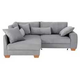 Ecksofa Home Affaire "Helena II DuraSpring" Sofas Gr. B/H/T: 227 cm x 88 cm x 190 cm, Luxus-Microfaser weich, Ottomane links, mit Bettfunktion, grau (melange) mit Taschenfederkern, bis 140 kg belastbar, wahlweise Bett