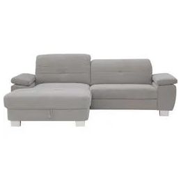 Ecksofa Alina "Becca" Sofas Gr. B/H/T: 268cm x 97cm x 184cm, Struktur TTA, Recamiere links, ohne Bettfunktion-ohne Bettkasten, grau (kiesel tta 9) inkl. Kopfteilverstellung, wahlweise mit Bettfunktion und Bettkasten