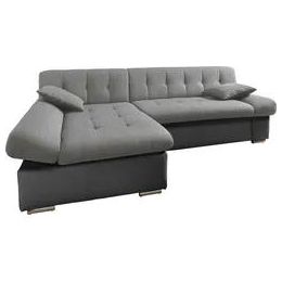 Ecksofa Trendmanufaktur "Reggae, modern und bequem, aktueller Materialmix, L-Form" Sofas Gr. B/H/T: 237cm x 78cm x 94cm, Kunstleder SOFTLUX-Struktur, Recamiere links, mit Bettfunktion, schwarz (schwarz, pepper) inkl. verstellbare Armlehne, wahlweise mit Bettfunktion