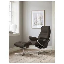 Relaxsessel stressless "Sunrise" Sessel Gr. Leder BATICK, Cross Base Wenge, Relaxfunktion-Drehfunktion-PlusTMSystem-Gleitsystem-BalanceAdaptTM, B/H/T: 79cm x 103cm x 73cm, braun (brown batick) mit Cross Base, Größe S, M & L, Holzakzent Wenge