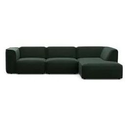 Ecksofa RAUM.ID "Merid jederzeit durch Module erweiterbar L-Form" Sofas Gr. B/H/T: 295cm x 70cm x 162cm, Samtoptik, Ottomane rechts, grün (dunkelgrün) als Modul oder separat verwendbar, für individuelle Zusammenstellung