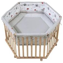 Laufgitter Roba "Cosiplay Adam & Eule, natur, 6-eckig" beige (natur) Baby Laufställe mit Stoffeinlage und Nestchen