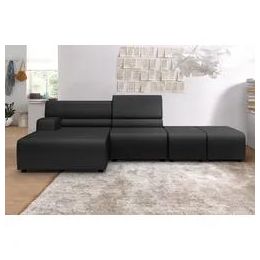 Ecksofa Egoitaliano "Babouche, Designsofa mit außergewöhnlichem Sitzkomfort zum Wohlfühlen" Sofas Gr. B/H/T: 384cm x 80cm x 98cm, Leder BULL, Recamiere links, schwarz