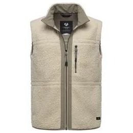 Plüschweste Ragwear "Noory Vest" Gr. XXXL (58), beige (ecru) Herren Westen Basic ärmellose Teddy-Fleece Jacke