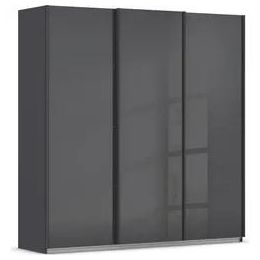 Schwebetürenschrank Rauch "Kleiderschrank Schrank Garderobe AGORDO mit Glasfront" Schränke Gr. B/H/T: 203cm x 210cm x 62cm, 3 St., grau (graumetallic/glas basalt) durchdachte Innenausstattung, in 4 Breiten und 2 Höhen MADE IN GERMANY