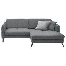 Ecksofa SET ONE BY Musterring "SO 4400 V" Sofas Gr. B/H/T: 259cm x 84cm x 167cm, Struktur weich AMSTERDAM, Recamiere rechts, mit Armteilverstellung-ohne Kopfteilverstellung-ohne Sitting-Bett motorisch, grau (anthrazit) wahlweise mit motorischer Bettfunktion & Kopfverstellung, Fuß schwarz