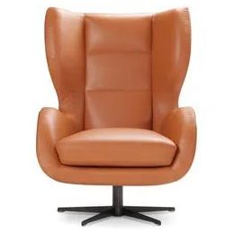 Drehsessel NICOLETTI HOME "Artis,Fernsehsessel,Wohnzimmer-Sessel,Bürosessel,Chefsessel" Sessel Gr. Leder TOUCH, leder, B/H/T: 84cm x 117cm x 91cm, braun (cognac) 360 grad drehbar,hochwertige Leder-Qualität,Metallfuss,Made in Italy