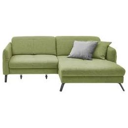 Ecksofa SET ONE BY Musterring "SO 4400 V" Sofas Gr. B/H/T: 259cm x 84cm x 167cm, Struktur weich AMSTERDAM, Recamiere rechts, mit Armteilverstellung-mit Kopfteilverstellung-mit Sitting-Bett motorisch-PUR-Schaumstoff, grün (olive) wahlweise mit motorischer Bettfunktion & Kopfverstellung, Fuß schwarz