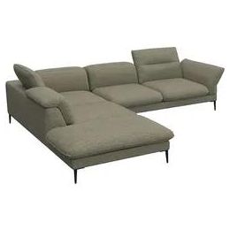 Ecksofa FLEXLUX "Salino, Funktionssofa mit Ottomane, Relaxsofa, Ecksofa" Sofas Gr. B/H/T: 287cm x 88cm x 239cm, Boucle, lange Ottomane links, grün (fall green) Sofa mit Arm- und Kopfteil-Verstellungen, Kaltschaum & Stahl-Wellen