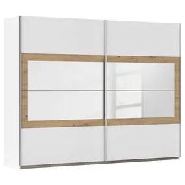 Schwebetürenschrank Rauch "Kleiderschrank Schrank Garderobe TARRAGONA in 3 Breiten" Schränke Gr. B/H/T: 271 cm x 210 cm x 62 cm, 2 St., weiß (alpinweiß, eiche artisan) Spiegelmitteltüren mit Rahmen in Absetzungsfarbe