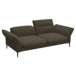 2,5-Sitzer FLEXLUX "Salino, Funktionssofa, Relaxsofa" Sofas Gr. B/H/T: 215cm x 88cm x 105cm, Lederoptik, braun (camel brown) Sofa mit Arm- und Kopfteil-Verstellungen, Kaltschaum & Stahl-Wellen