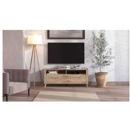 TV-Board Inosign "Redon, TV-Board, TV-Schrank, TV-Lowboard" Sideboards Gr. B/H/T: 128,5cm x 52cm x 40cm, Artisan Eiche, braun (artisan eiche) TV-Kommode, Breite 128, Klapptür in 3D Optik, Artisan Eiche