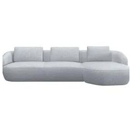 Wohnlandschaft FLEXLUX "Torino, rund, L-Form, Sofa-Ecke mit Recamiere, Longchair-Sofa" Sofas Gr. B/H/T: 307cm x 85cm x 146cm, Chenille, Chaiselongue rechts, grau (sandy shell) Modernes, organisches Sofa-Design, Kaltschaum, Wellenunterfederung