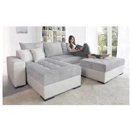 Ecksofa Collection AB "Josy L-Form" Sofas Gr. B/H/T: 214cm x 84cm x 161cm, Cord-Microfaser PRIMABELLE, Ottomane beidseitig montierbar, grau (hellgrau) mit Bettfunktion und Bettkasten, Federkern