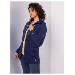 CRÉATION L Kapuzenstrickjacke CREATION L PREMIUM Gr. 48, blau (marine) Damen Strickjacken