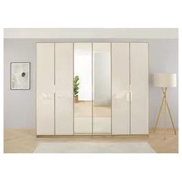 Drehtürenschrank Rauch "Kleiderschrank Schrank Garderobe KOLUNA mit Glastüren und Spiegel" Schränke Gr. B/H/T: 271 cm x 210 cm x 54 cm, 6 St., beige (eiche artisan, glas champagner) inkl. 2 Innenschubladen sowie extra Einlegeböden MADE IN GERMANY