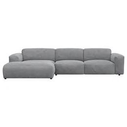 Ecksofa FLEXLUX "Lucera bequem und komfortabel durch hochwertigen Sitzaufbau, L-Form" Sofas Gr. B/H/T: 319cm x 73cm x 171cm, Struktur, Chaiselongue links, grau (soft grau) modern & anschmiegsam, Kaltschaum, Stahl-Wellenunterfederung