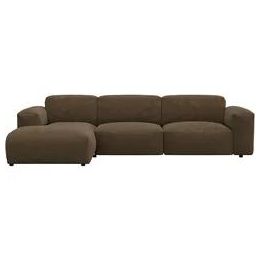 Ecksofa FLEXLUX "Lucera bequem und komfortabel durch hochwertigen Sitzaufbau, L.Form" Sofas Gr. B/H/T: 284cm x 73cm x 171cm, Lederoptik, Chaiselongue links, braun (camel brown) modern & anschmiegsam, Kaltschaum, Stahl-Wellenunterfederung