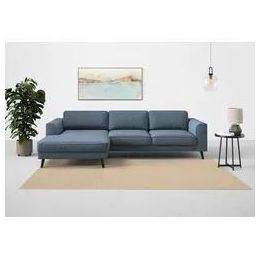 Ecksofa Trendmanufaktur "Lumber Jack, elegantes Designsofa, L-Form" Sofas Gr. B/H/T: 280cm x 85cm x 167cm, Struktur weich, Recamiere links, ohne Bettfunktion-ohne Bettkasten, blau (blue horizom) wahlweise mit Bettfunktion u. Bettkasten