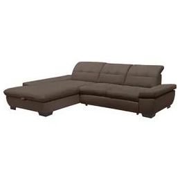 Ecksofa Alina "Salima" Sofas Gr. B/H/T: 271cm x 90cm x 204cm, Chenille TBS, Recamiere links, mit Bettfunktion, braun (nussbraun tbs 4) Inklusive Rückenlehnenverstellung