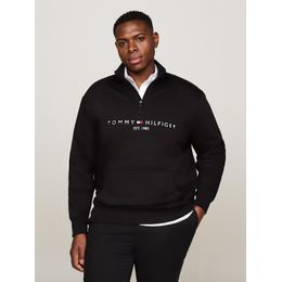 Tommy Hilfiger Big & Tall Sweatshirt TOMMY HILFIGER BIG & TALL "BT-TOMMY LOGO MOCKNECK-B" Gr. 4XL, schwarz (black) Herren Sweatshirts in Großen Größen, Aufdruck der Brustmitte