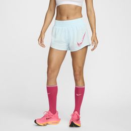 Nike One gefütterte Grafik-Shorts mit mittelhohem Bund und Dri-FIT-Technologie (Damen) - Blau