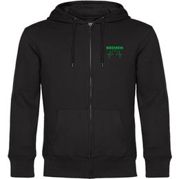 multifanshop Kapuzen Sweatshirt Jacke - Bremen - Herzschlag - Druck gr&uuml;n - Sweat