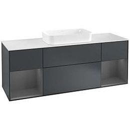 Villeroy & Boch Villeroy und Boch Finion Waschtischunterschrank G331GKHG 160cm, Abdeckplatte white matt, Emotion, Regale Anthracite matt lacquer, Midnight Blue Matt Lacquer