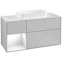 Villeroy & Boch Villeroy und Boch Finion Waschtischunterschrank G291GFGJ 120cm, Abdeckplatte white matt, Emotion, Regal links Glossy white lacquer, Light grey matt