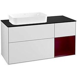 Villeroy & Boch Villeroy und Boch Finion Waschtischunterschrank F282HBMT 120cm, Abdeckplatte black matt, Regal rechts Peony, White matt lacquer