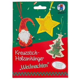 URSUS Kreuzstich-Anhänger "Weihnachten", 10 x 9,5 cm, 3 Stück