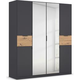 Drehtürenschrank Rauch "Kleiderschrank Schrank Garderobe Wäscheschrank TICAO mit 2 Schubladen" Schränke Gr. B/H/T: 181 cm x 210 cm x 54 cm, 6 St., grau (graumetallic, eiche artisan) die in der Höhe variabel positioniert werden können MADE IN GERMANY