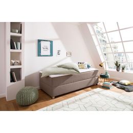 Boxbett Inosign "Alexis", braun (hellbraun), B:90cm L:200cm, Struktur fein (100% Polyester), Komplettbetten, ohne Kopfteil - ideal für Räume mit Dachschrägen; in 4 Breiten