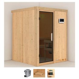 Karibu Sauna "Norin" Saunen 9 KW-Bio-Ofen mit externer Steuerung beige (naturbelassen)