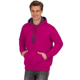 Kapuzensweatshirt TRIGEMA "TRIGEMA Kapuzenshirt aus Sweat-Qualität" Gr. L, pink (magenta) Herren Sweatshirts