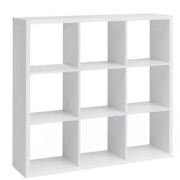 FineBuy - Würfelregal FB52460 Weiß 112x29x112 cm Bücherregal mit 9 Fächern Modern, Standregal Holz Regal Freistehend, Ordnerregal Raumteiler