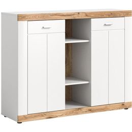 ebuy24 Laredo Sideboard 2 Türen, 2 Ablagen matt weiß,Eiche dekor,weiß.