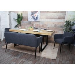 Esszimmer-Set MCW-L13, 4er-Set Stuhl+Sitzbank Esszimmergruppe Sitzgruppe Esszimmergarnitur, Stoff/Textil ~ anthrazit